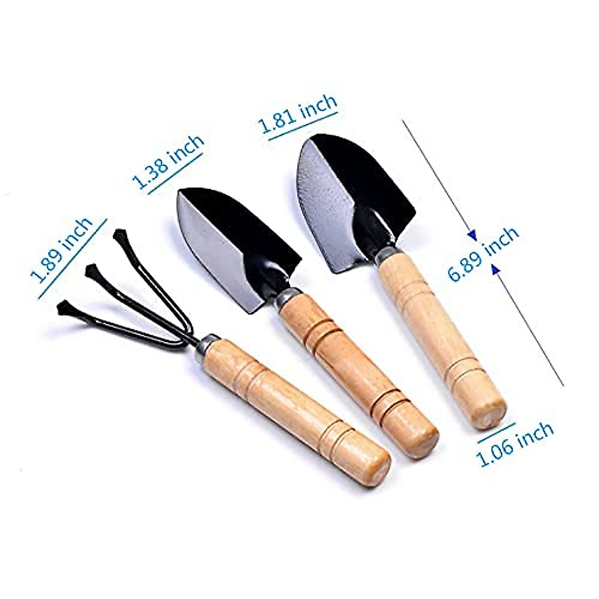 TPELKY Mini Garden Tools Set of 3 Mini Garden Tools Spade/Rake/Spade set of gardening tools