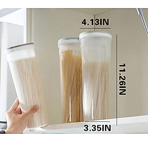 COMZPLIFE 3.2L Plastic Spaghetti Food Storage, Tall Pasta Jar organizer with Controllable Lid For Flour, Sugar, Pasta, Cereal and Noodles (2Pcs)