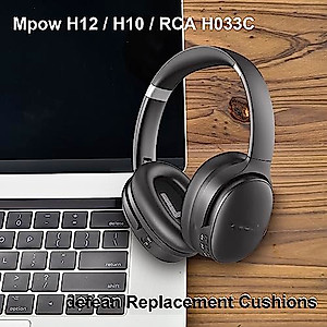 H12 ANC (Not fit H12 IPO) Ear Pads - defean Replacement Ear Cushion Cover Compatible with Mpow H12 ANC / H10 / RCA H033C Noise Cancelling Headphones,Softer Leather,High-Density Noise Cancelling Foam