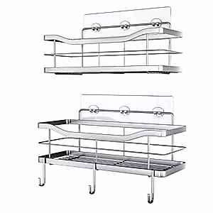 Silver Shower Caddy Rustproof Bathroom Shampoo Holder For Shower Wall Self Adhesive Shower Shelf For Inside Shower Organizer Suction