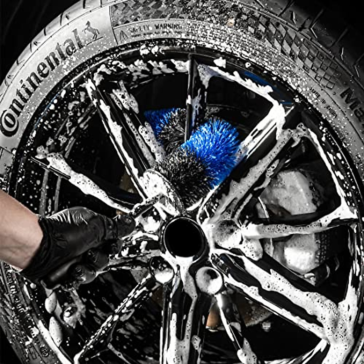 SGCB Car Wheel Rim Detailing Brush for Vehicle, 17 inch Long Auto Soft Bristle Wheel Cleaner Brush No Scratch Tire Rim Scrub Brush Alloy Wheel Shining Washing Scrub Brush Easy Reaching Inside Deep Rim