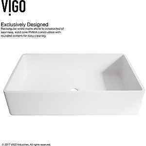 VIGO Magnolia 21.25 inch L x 13.875 inch W Over the Counter Freestanding Matte Stone Oval Vessel Bathroom Sink in Matte White - Sink for Bathroom VG04010