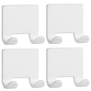VANZAVANZU Razor Shaver Holder for Shower Wall Adhesive Hooks for Hanging, Bathroom Silicone Waterproof Decorative Shower Hooks Hair Brush Holder for Towel (4 Pack-White)