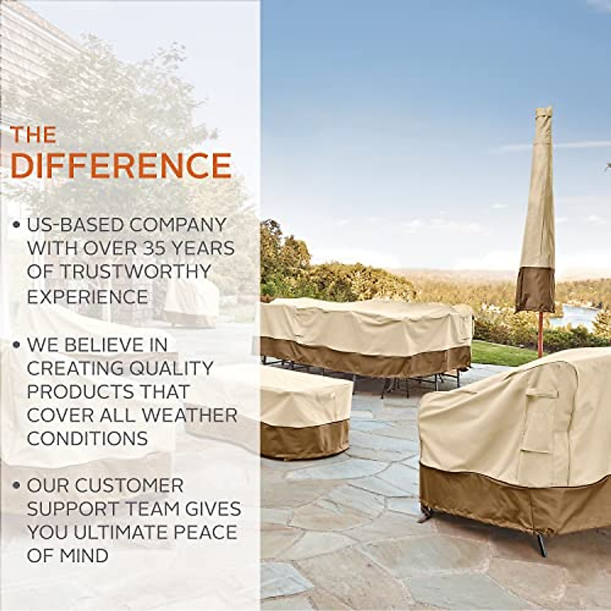 Classic Accessories Veranda Water-Resistant 31 Inch Square Patio Ottoman/Side Table Cover, Outdoor Ottoman Cover