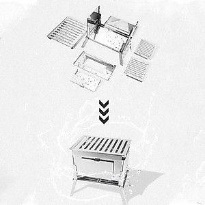 Foldable BBQ Grill, Stainless Steel Charcoal Grills, Durable Portable Detachable Barbecue Cooking Stove for Outdoor Garden Camping Picnic