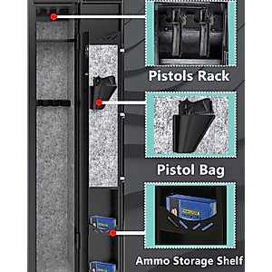 KAER Gun Safes Rifle Digital Quick Access Firearm Safe with 180-Degree Full Access Door and Removable Shelf for 2 Home Rifles with Pistols Rack