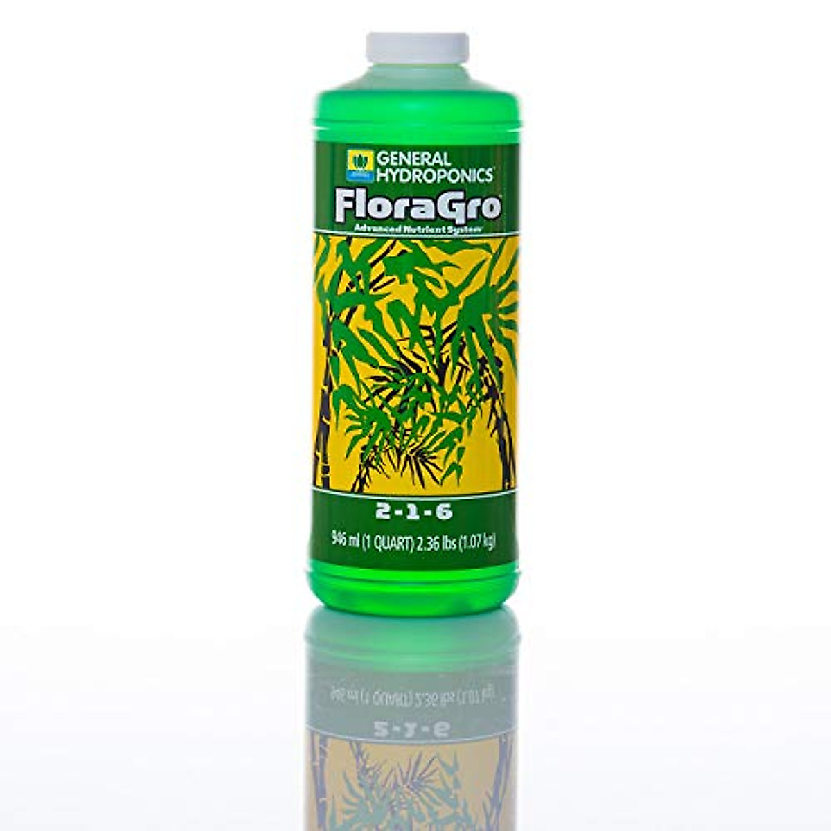 General Hydroponics FloraGro 2-1-6, Use With FloraMicro & FloraBloom, Provides Nutrients For Structural & Foliar Growth, Ideal For Hydroponics, 1-Quart