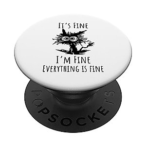 Its Fine I'm Fine Everything is Fine Christmas Cat Women Men PopSockets Standard PopGrip