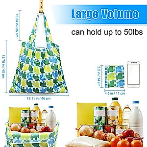 MRYUWB 6 Pcs Set Reusable Grocery Bags, Foldable Shopping Bags, Large Groceries Bags with Pouch Bulk, Ripstop, Easy Carrying，Waterproof, Eco-Friendly, Machine Washable Nylon Tote Bag (Shiny Flowers)