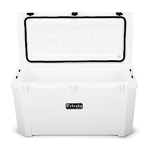 Grizzly 100 Cooler | 100 qt Ice Chest Durable Rotomolded Insulated | Made in USA | Warranty for Life | For Beach Boat Camping Fishing Hunting | G100 | White
