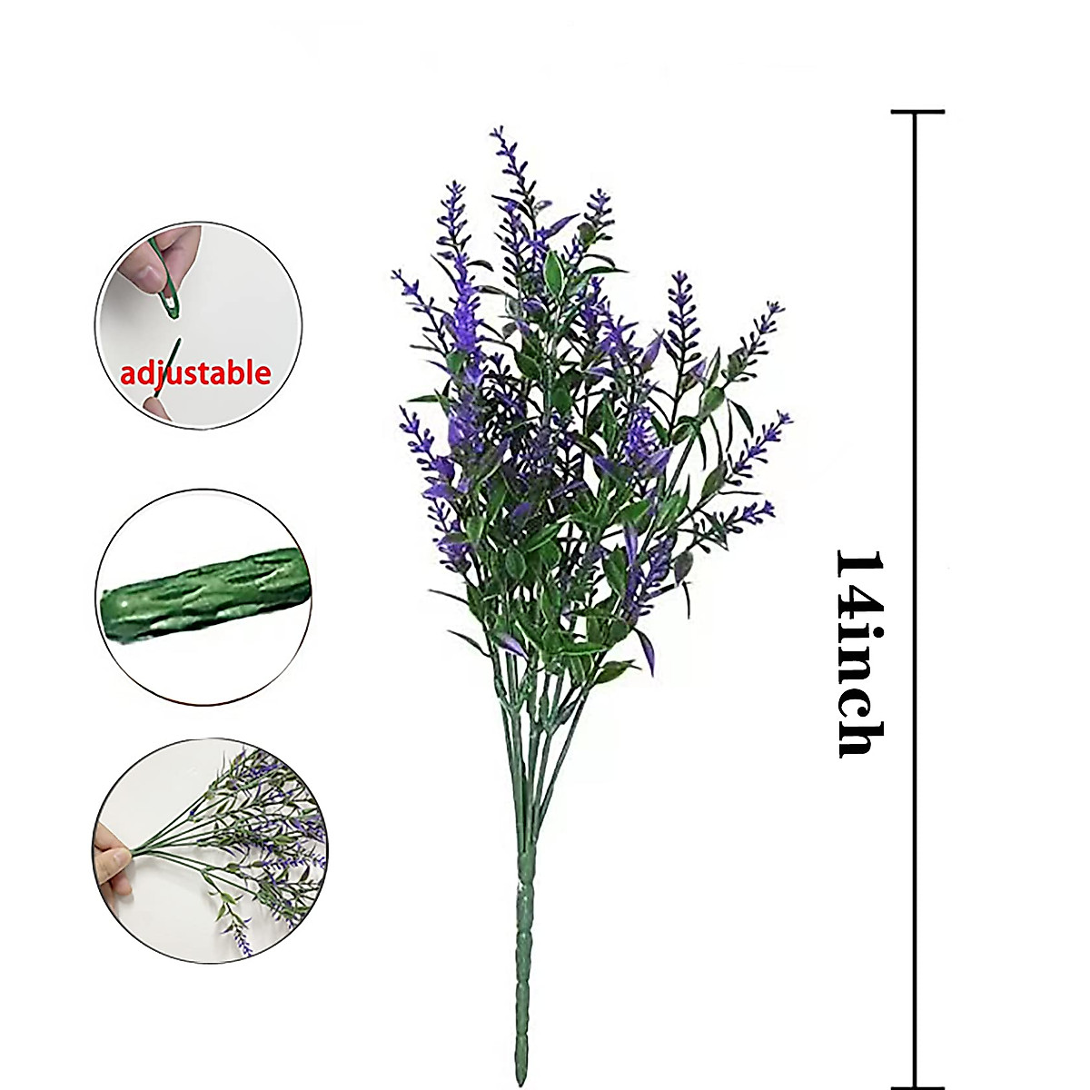 OLYYTAO Artificial Flowers Plants Outdoor Decoration - UV Resistant Plastic Flowers for Outside Faux Plants for Home Garden Decor (10, Lavender Purple)