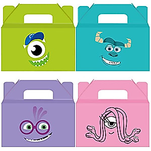Monster Inc Treat Boxes Little Monster Candy Boxes Cardboard Present Boxes 16 Pcs 4 Style for Monster Inc Birthday Party Decorations