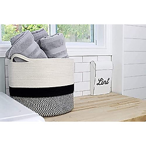 AuldHome Farmhouse Enamelware Lint Holder Bin; Distressed White Laundry Room Decor