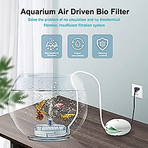 UPETTOOLS Aquarium Biochemical Sponge Filter with Air Stone Ultra-Thin Round Air Driven Clearable Bio Quiet Filter Sponge for Shrimp Nano Fish Tank