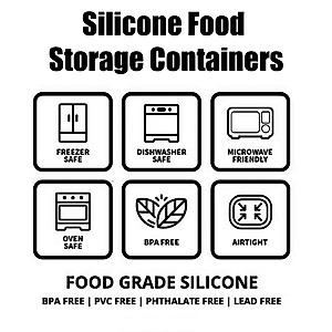 XuCeLo Silicone Food Storage Containers with Lids Set 4 Sizes and Silicone Containers,For Freezing, Bento Boxes, Snack Boxes,Freezer preservation Leak Proof