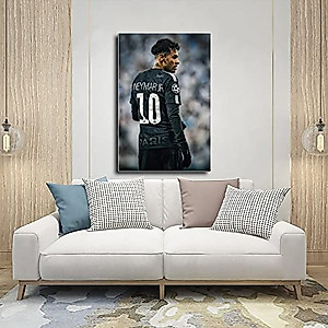 MASMU Neymar Jr Poster for Walls Soccer Posters Canvas Signed Wall Decor Unframe-style 12x18inch(30x45cm)