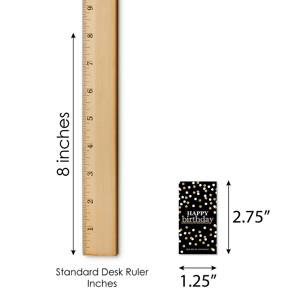 Big Dot of Happiness Adult Happy Birthday - Gold - Mini Candy Bar Wrapper Stickers - Birthday Party Small Favors - 40 Count