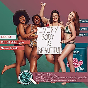 LKKRO Waxing Kit, Wax Warmer Hair Removal for Women, Brazilian Wax Melting Pot, Home Waxing Hair Removal kit with 4 Bags Hard Wax Beans & 10 Applicator Sticks, for Body, Legs, Face, Underarm, Bikini, Brazilian (.Green)