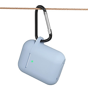 SATLITOG AirPods Case Cover with Secure Lock Keychain, Protective Silicone Cover Compatible with Apple AirPods 2nd & 1st Charging Case - Denim Blue