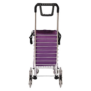 Cutycaty Folding Shopping Cart, Urban Stair Climbing Cart Grocery Laundry Shopping Handcart with 8 Wheels, Stainless Steel Portable Rolling Cart Utility Carts for Groceries Pantry(35L, Purple)