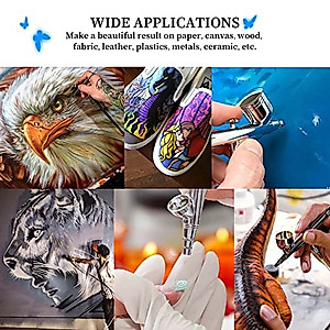 Airbrush Paint Set - 24 Colors Airbrush Paint with 2 Airbrush Cleaner, Ready to Spray, Water Based Acrylic Airbrush Paint Kit for Metal, Plastic Models, Leather, 20ml/Bottle