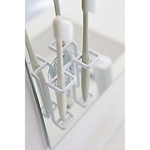 YAMAZAKI home 2530 Toothbrush Holder-Suction Cup Organizer for Bath, One Size, White
