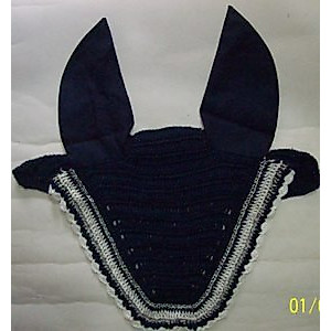 Avani Creations Ad Horse Ear Net Crochet Fly Veil Equestrian Fly Bonnet/veil/mask Standard Size