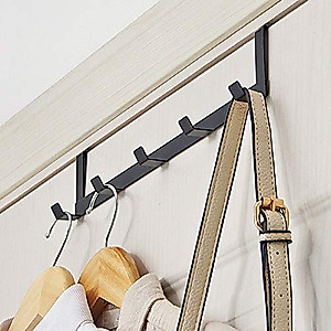 Coat Clothes Hanger, Versatile 5-Hook Design Punch-Free Wall Mounted Over Door Hook for Kitchen