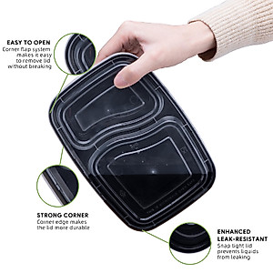 Meal Prep Containers Reusable [20 pack] 33oz 2 compartment Food Storage Containers with Lids Bento Box BPA-free Plastic Lunch Container, Microwave, Freezer, Dishwasher Safe Disposable Take Out Boxes