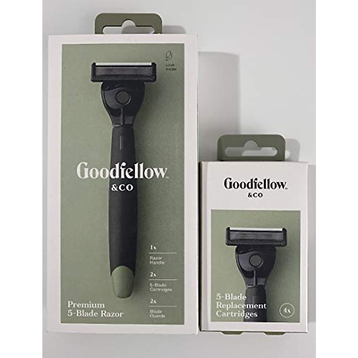 GoodFellow & Co 5 Blade Razor Handle with 2 cartridges + (4 Ct) Refill cartridges BUNDLE SET.