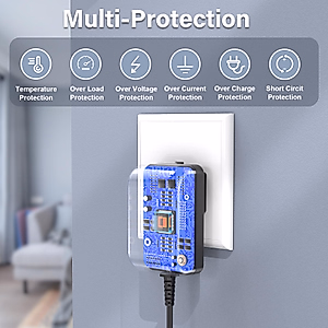 PERFEIDY 5V 1A 0.5A Charger 5.0V 1.0A AC Adapter 5W Power Supply DC 5V 1000mA 800mA 600mA 500mA Adaptor Regulated Transformer Cord with 10 Interchangeable Jacks Plug UL Listed