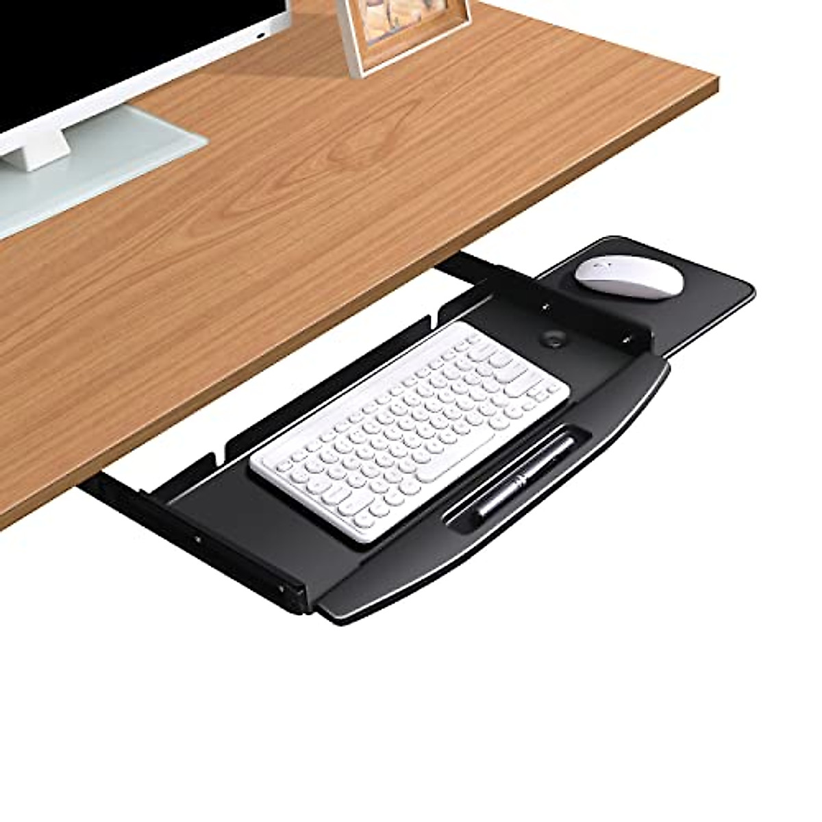 Ergonomic Under Desk Keyboard Tray w/ 360 Rotating Mouse