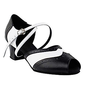 Ladies Women Ballroom Dance Shoes from Very Fine C6035 Blackr & White 1.6" Cuban Heel (8.5)