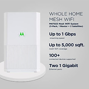 Motorola MH7023 Mesh (3 Pack) + MB8600 Cable Modem - Approved for Comcast Xfinity, Cox, Spectrum | for Plans up to 2500 Mbps | Tri-Band | AC2200 WiFi Speed | DOCSIS 3.1
