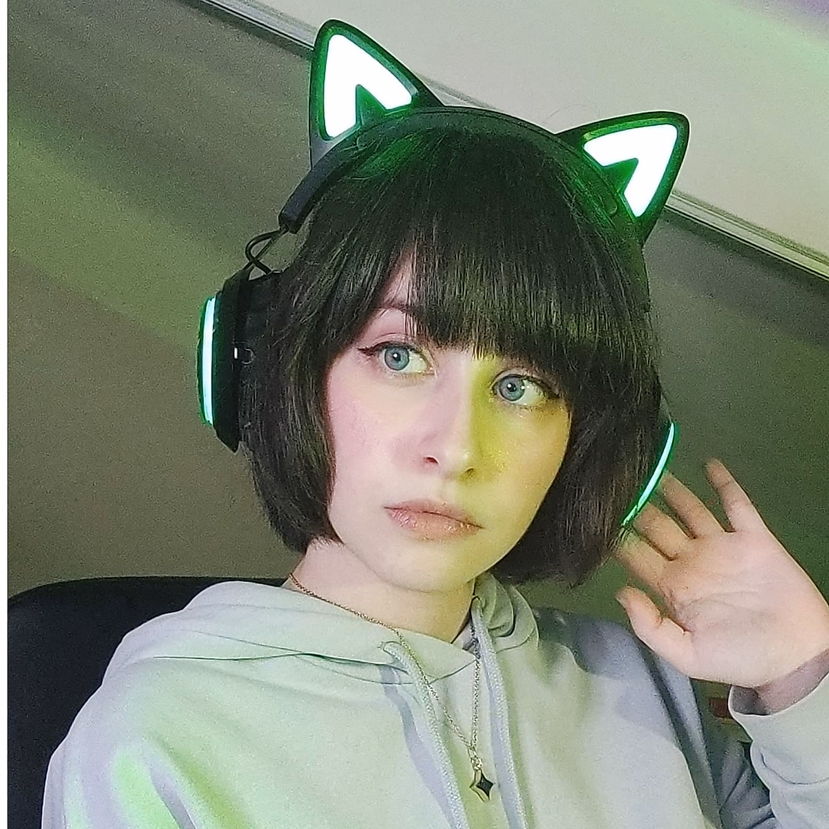 SOMIC Cat Ear Headphones, 2.4G/Bluetooth Wireless Gaming Headset for PS5, PS4, PC with RGB Lights and Retractable Mic, 10Hrs Playtime, 7.1 Surround Sound for Laptop, Smartphone-GS510 Pro - Black