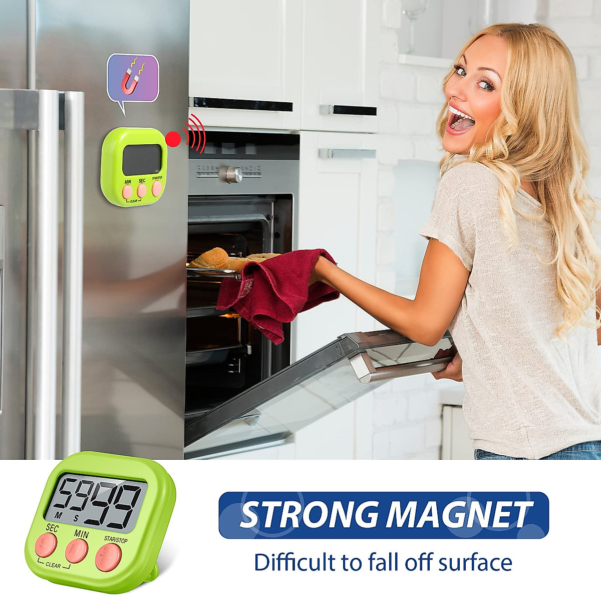 30 Pieces Small Digital Kitchen Timers Magnetic Countdown Timer Loud Alarm Big Digits Classroom Stopwatch Clock Timer for Cooking Baking Sports Games Office (not Including Battery)