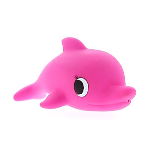 DolliBu Dolphin Bath Buddy Squirter - Floating Pink Dolphin Rubber Bath Toy, Fun Water Squirting Bathtime Play for Toddlers, Cute Sea Life Animal Toy for The Bathtub, Beach, & Pool for Girls & Boys