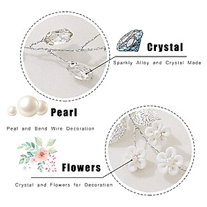 JAKAWIN Bride Flower Wedding Hair Vine Leaf Hair Piece Pearl Bridal Headpiece Rhinestone Hair Accessories for Women and Girls HV103 (Silver)