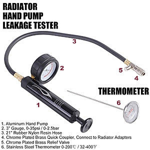 JIFETOR Radiator Coolant Pressure Tester Vacuum Refill Tool Kit, 28PCS Automotive Cooling System Leak Test and Pneumatic Purge Fill Set with Testing Adapter Caps Universal for Airlift Car Auto Truck