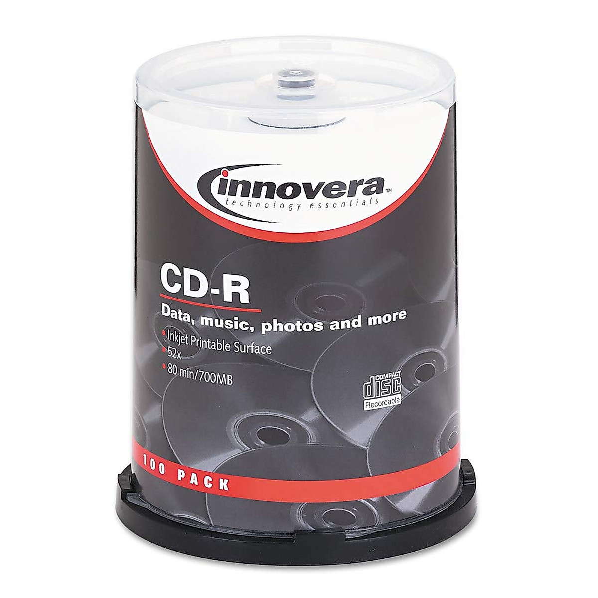 Innovera 77815 Cd-R Discs Hub Printable 700Mb/80Min 52X Spindle Matte White 100/Pack