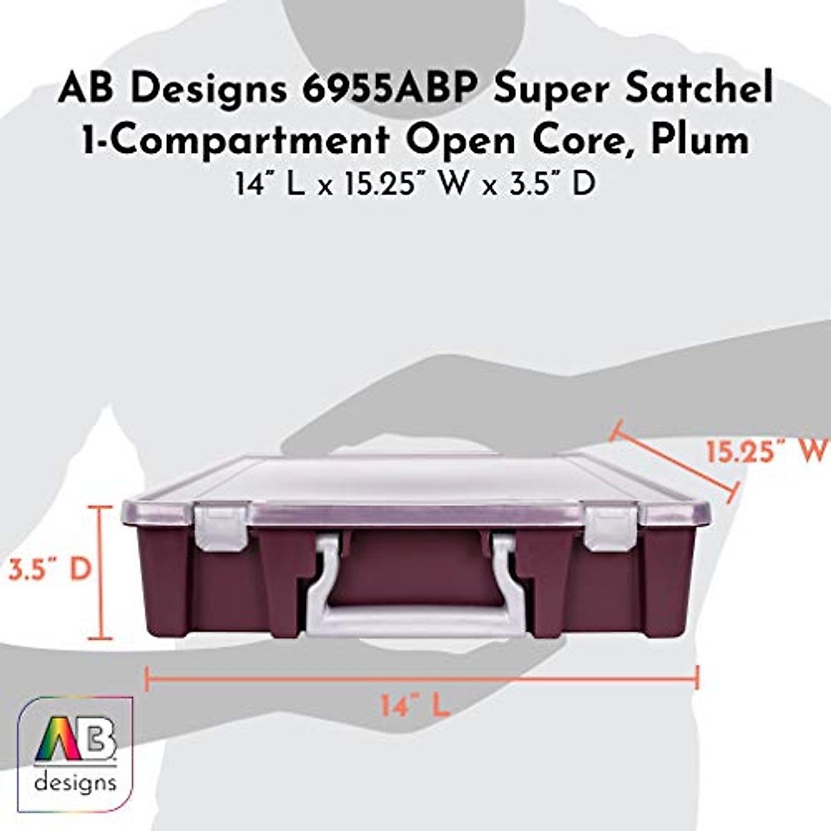 AB Designs 6955ABDP Super Satchel 1-Compartment Open Core, Stackable Home Storage Organization Container, Plum