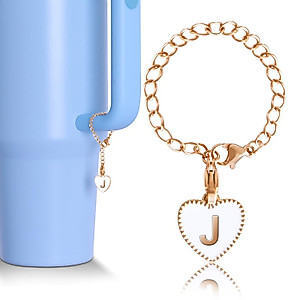 OriJoy Letter Charm Accessories for Stanley Cup, Name ID Letter Handle Charm For Stanley/Simple Modern Tumbler, Heart Shape Initial Identification Charms（J）