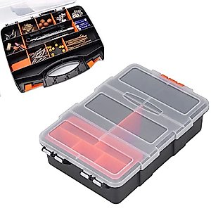 8.9x6.1x2.2in Small Parts Organizer, Tools Storage Box, Hardware Organizers with Removable Plastic Dividers, PVC Components Parts Tool Organizer for Hardware, Screws, Bolts, Nails, Jewelry