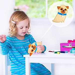 Harrycle 21 Pieces Puppy Dog Sewing Craft Kit Felt Dog Stuffed Animal Sewing Set Kids DIY Crafting and Sewing Kit Animal Art Craft Kit Felt Plush Animal Sewing Set for Girls Boys Educational Beginner