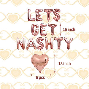 Siticoto Rose Gold Lets Get Nashty Balloons, Nashville Bachelorette Party Decor with 6 pcs 18 inch heart foil balloons for Bachelorette Party Favors Bridal Shower Decorations
