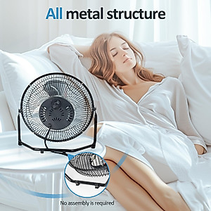 BEESTAR Floor Fan,3-Speed Portable Metal Fan, Fan Quiet for Home, High Velocity Floor Fan with Adjustable Tilt for Home Office Bedroom,Black (9 INCH)