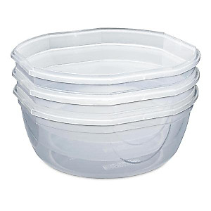 Sterilite Ultra Seal Multipurpose 4.7 Quart Plastic Food Storage Bowl Container with Latching Lid for Storing and Serving, Clear (8 Pack)