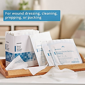 McKesson Woven Gauze Sponges, Sterile, 12-Ply, 100% Cotton, 4 in x 4 in, 50 per Pack, 1 Pack
