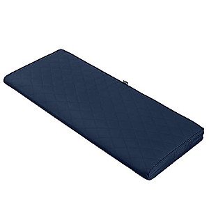 Classic Accessories Montlake FadeSafe Water-Resistant 42 x 18 x 3 Inch Outdoor Quilted Bench Cushion, Patio Furniture Swing Cushion, Navy, Patio Loveseat Cushion