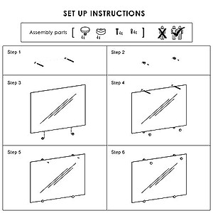 DEVELOP Magnetic Black Glass Dry Erase Board, 47.2 x 31.5 Inches, Frameless Wall Mounted Writing Glass Whiteboard with 4 Markers, 2 Magnets, 1 Eraser